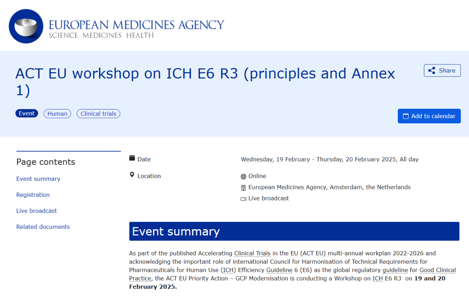 ACT EU workshop on ICH E6 R3 (principles and Annex 1) | Ecrin